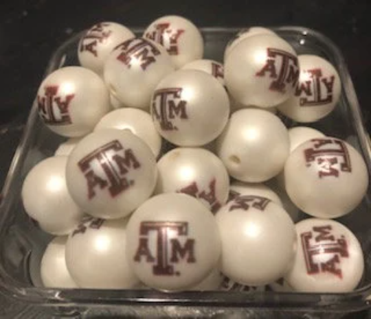 Custom Texas A&M 20MM Printed Beads - 10 qty – 3sassygirls